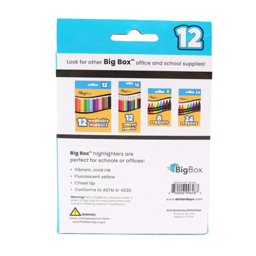 BigBox 12 Yellow Highlighters #740 – Davis Distributors Inc